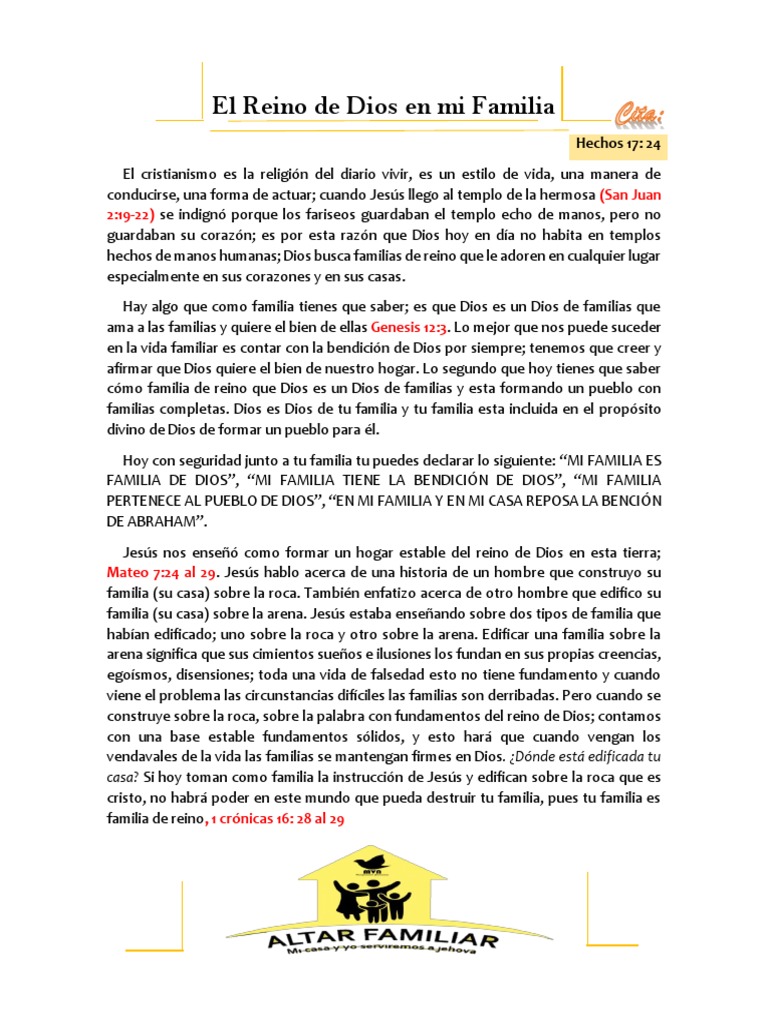 El Reino De Dios En Mi Familia Descargar Gratis Pdf Dios Jesús
