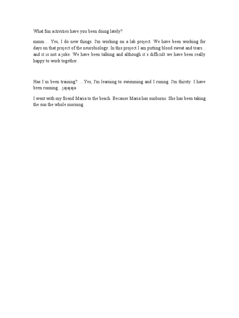 What Fun Activities Have You Been Doing Lately | PDF