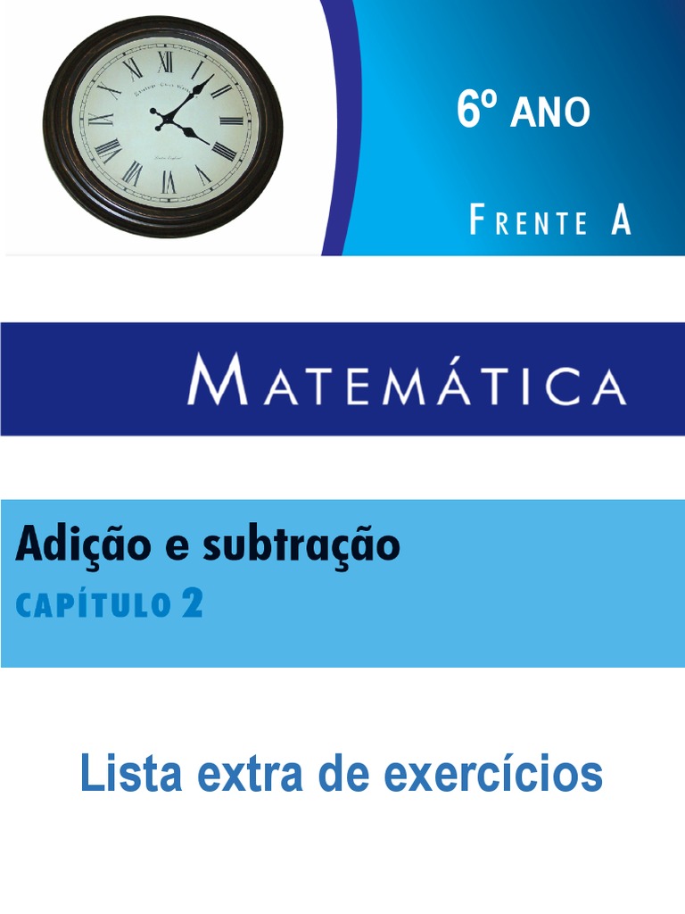 Complemento - Lista Extra Matemática - 6º Ano - Livro 1 - Capítulo 02 FA | Download grátis PDF ...