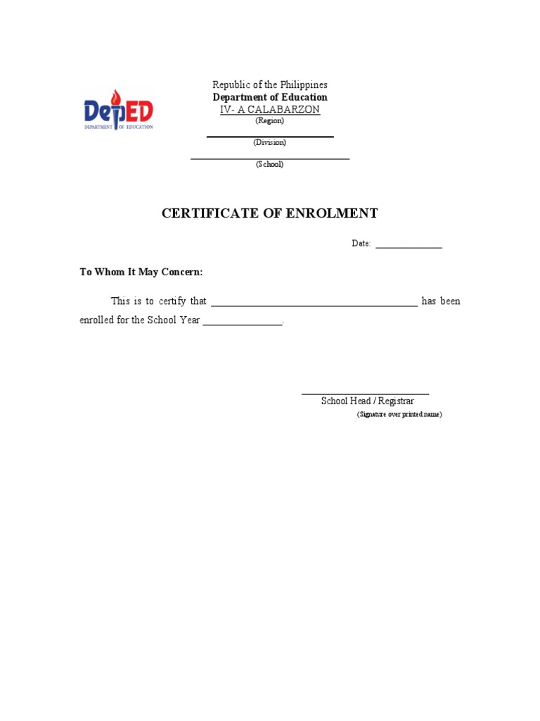 Certificate of Enrolment | PDF
