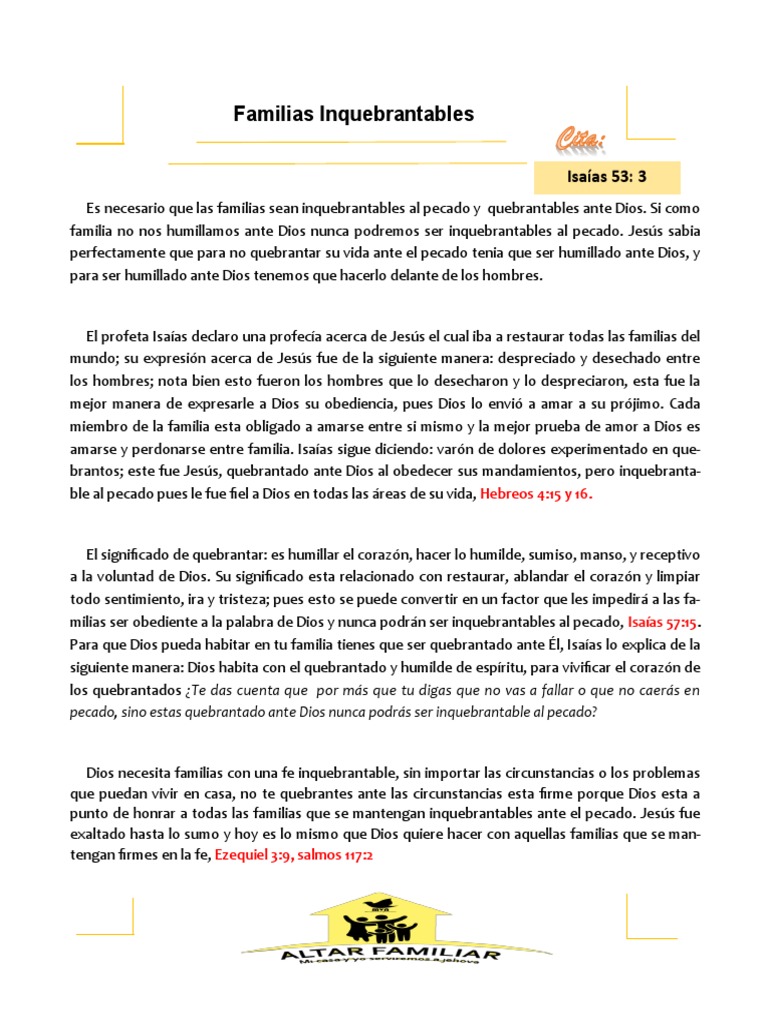 Familias Inquebrantables | PDF | Pecado | Jesús