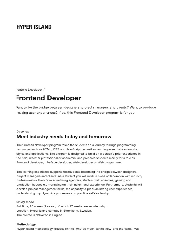 Frontend Developer - Syllabus - Hyper Island | PDF | Nordic Countries ...