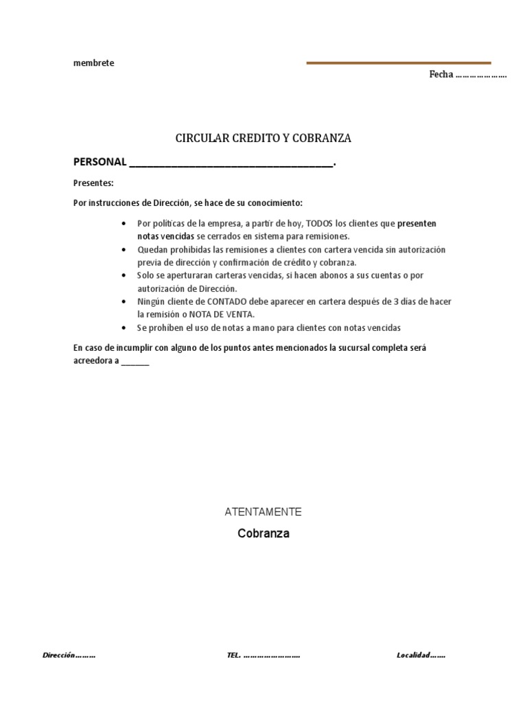 Ejemplos Circulares Carta Poder | PDF