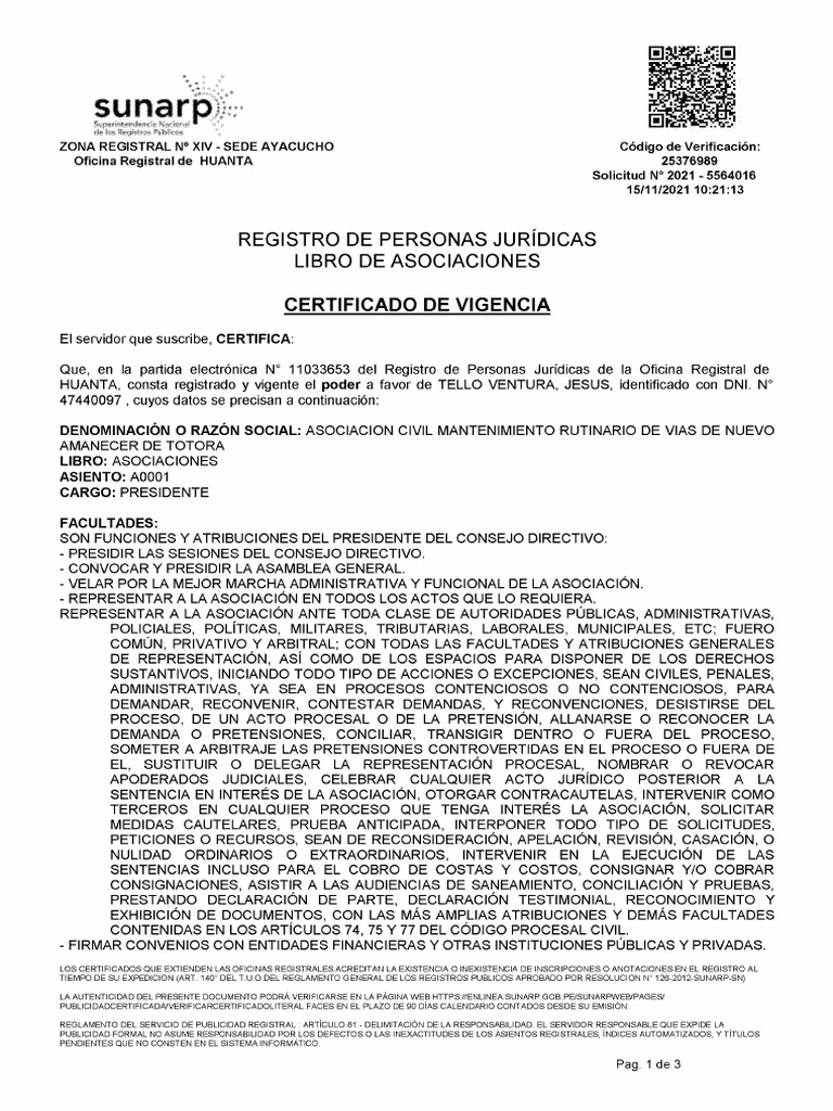 Vigencia de Poder 101221 | PDF