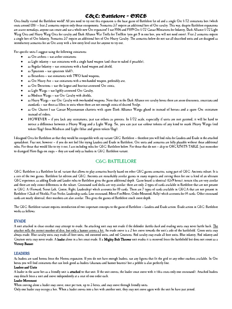 C&C Battlelore ORC Adventures v.0.6 | PDF