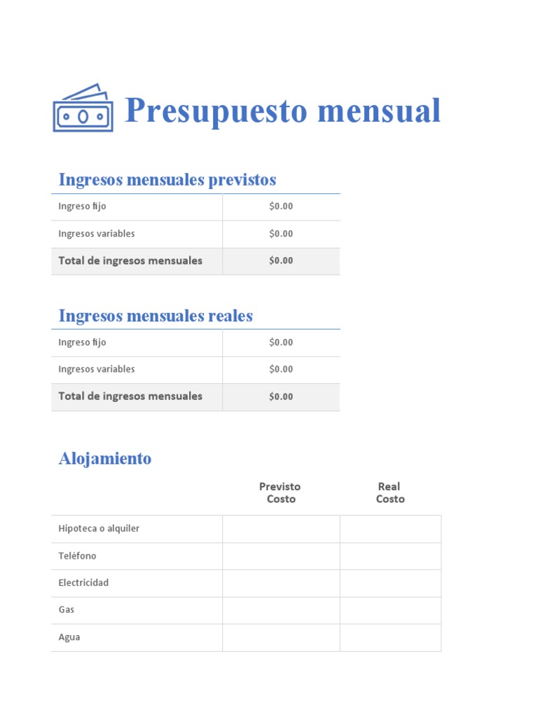 Formato de Presupuesto Mensual | PDF