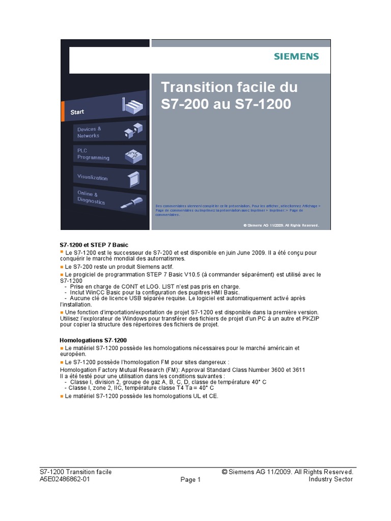 s71200 Transition Manual FR-FR | PDF | Entrée/Sortie | De base
