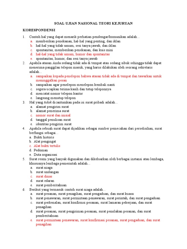 Soal Ujian Nasional Teori Kejuruan | PDF | Karier & Perkembangan | Kajian Bahasa Asing