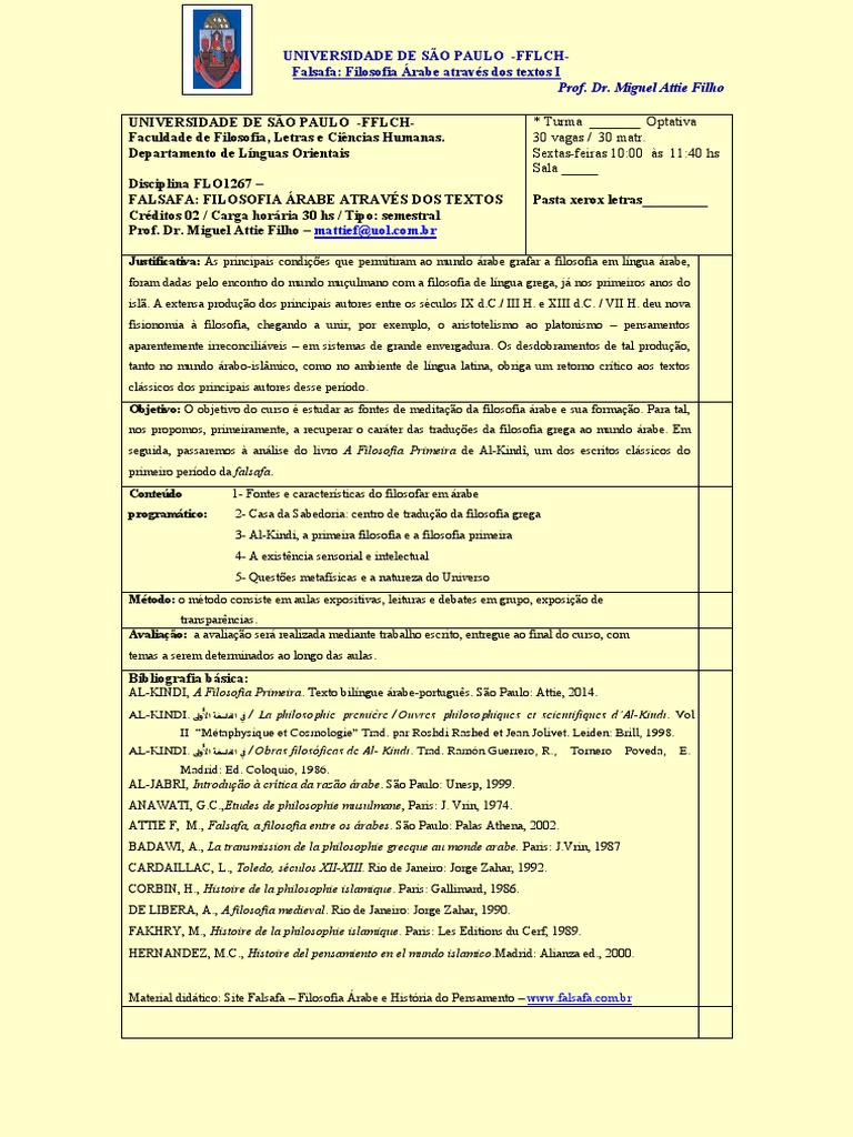 2015 - Filosofia - Arabe - Atraves - Dos - Textos (Programa USP) | PDF ...