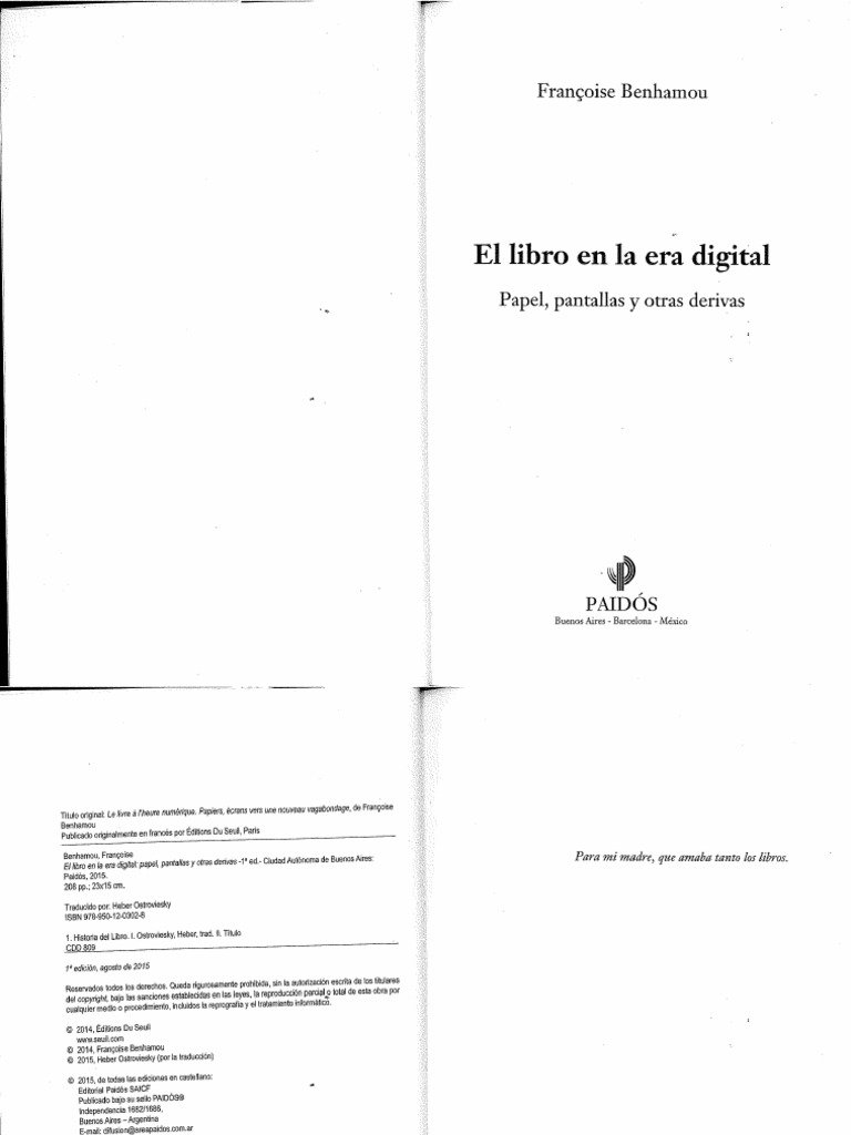 Benhamou - El Libro en La Era Digital | PDF