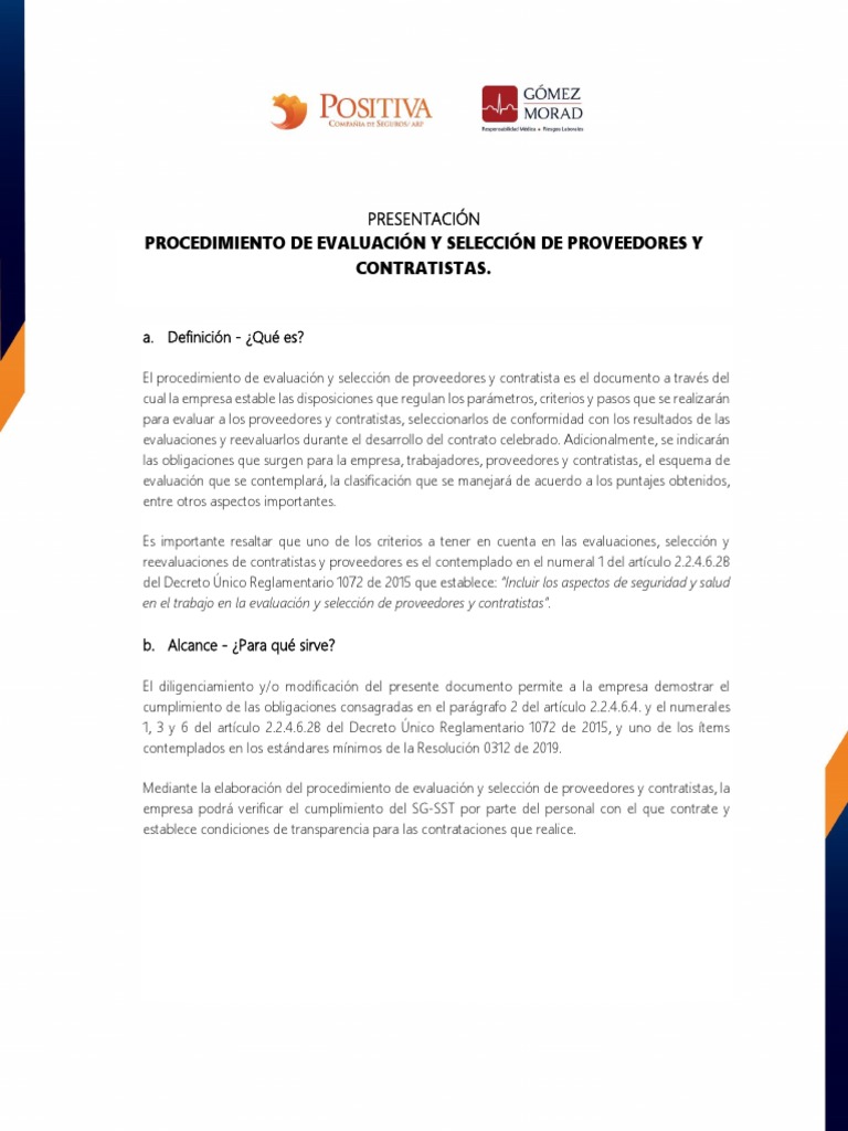 SG - Sst-Pro-24 Procedimiento de Evaluación y Selección de Proveedores ...