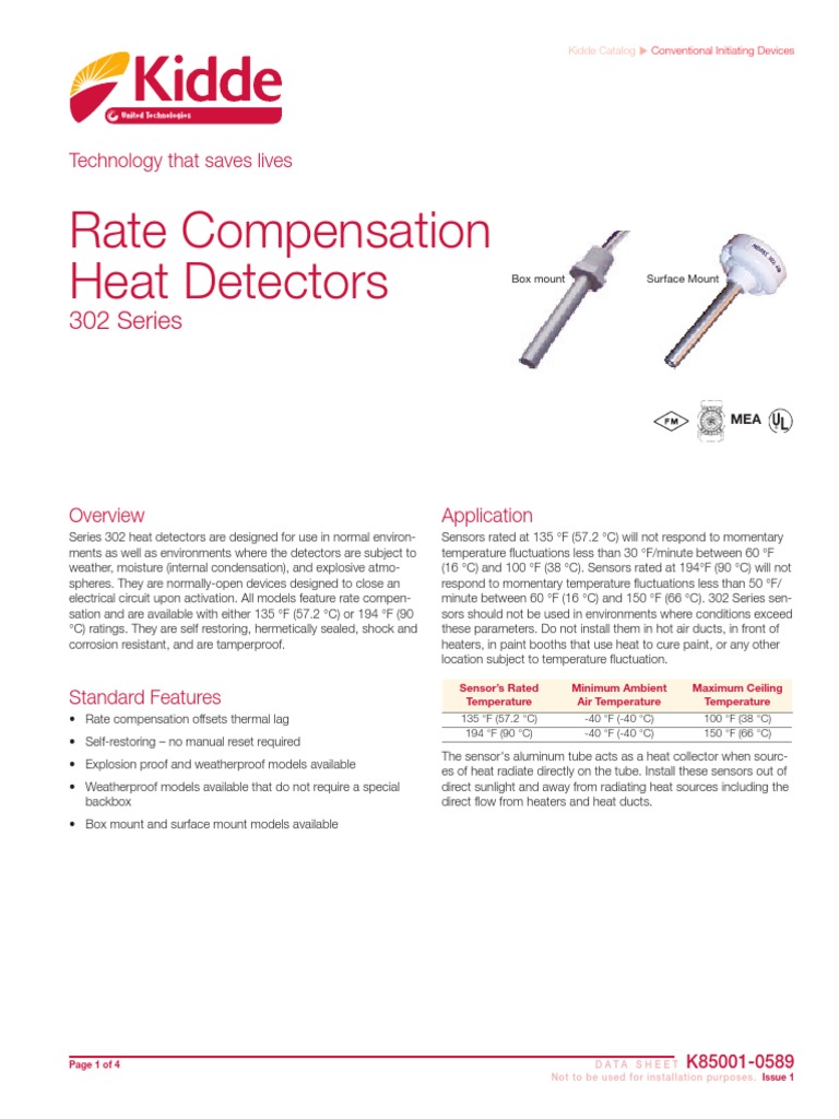 K85001-0589 - Rate Compensation Heat Detectors | PDF