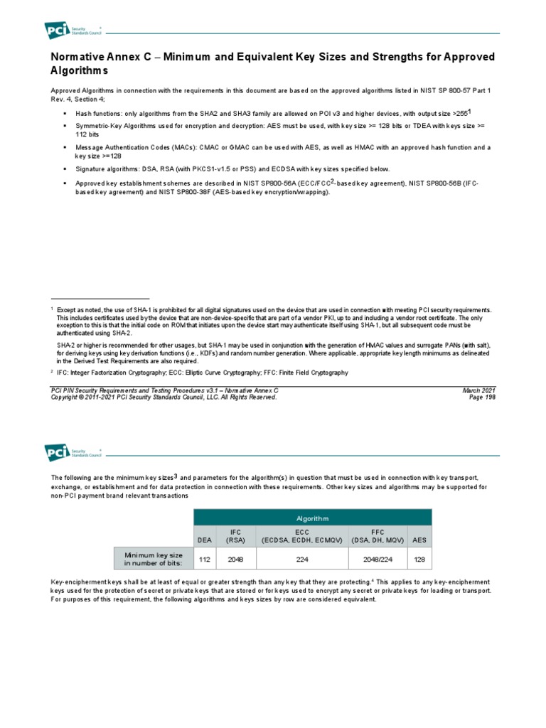 Normative Annex C - Minimum and Equivalent Key Sizes and Strengths For ...