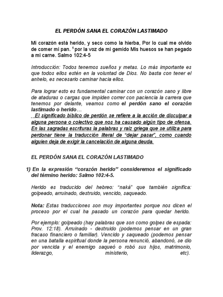 El Perdón Sana El Corazón Lastimado | PDF | David | Perdón