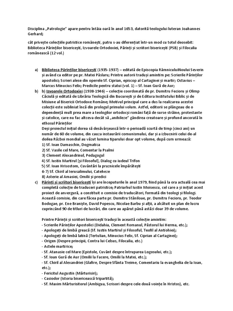 Patrologie Rezumat | PDF