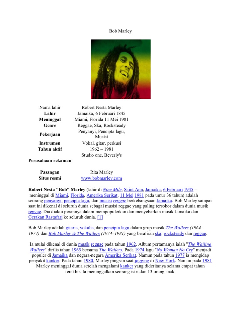 Sejarah dan Tokoh Musik Reggae | PDF