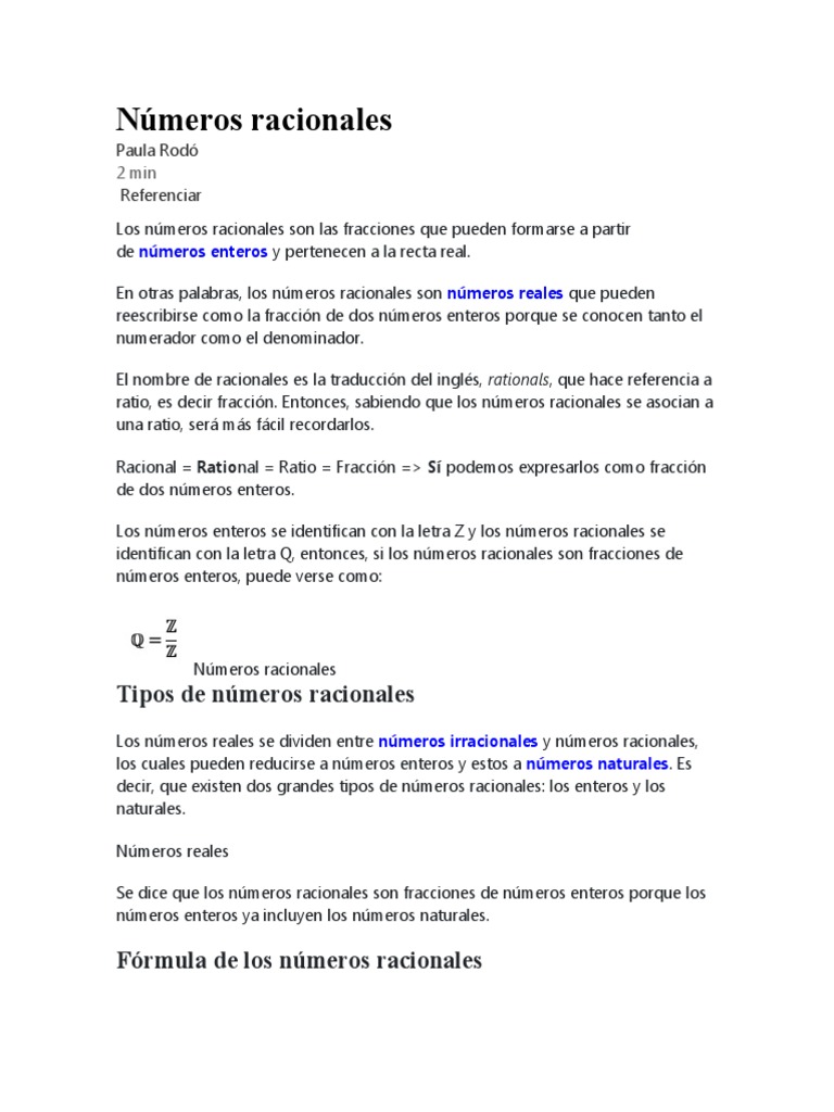 Numeros Racionales | PDF | Números | Número racional