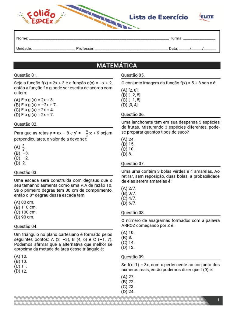 Espcex Matemática | PDF | Matemática | Conceitos matemáticos