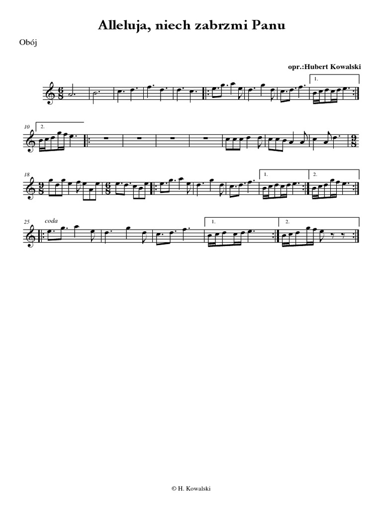 Alleluja, Niech Zabrzmi Panu Chwała - Obój | PDF