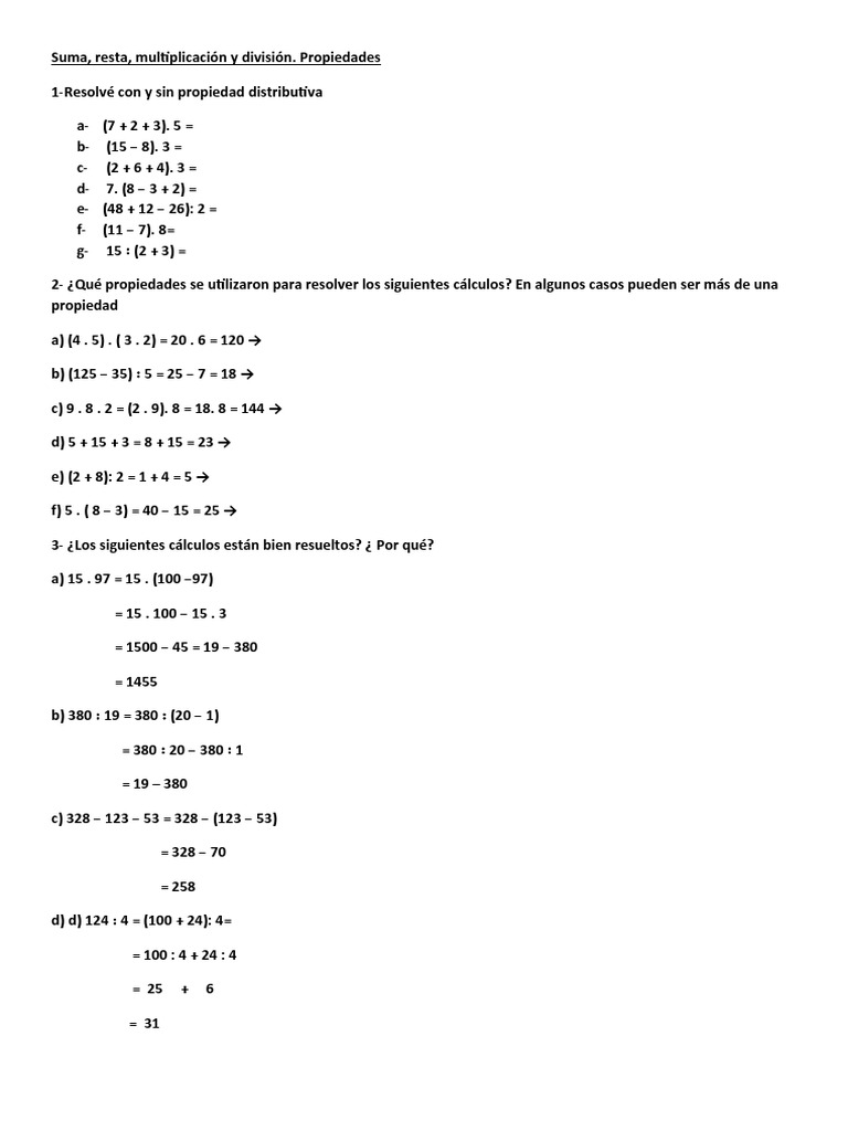 Propiedades y Errores en Operaciones Básicas | PDF | Informática