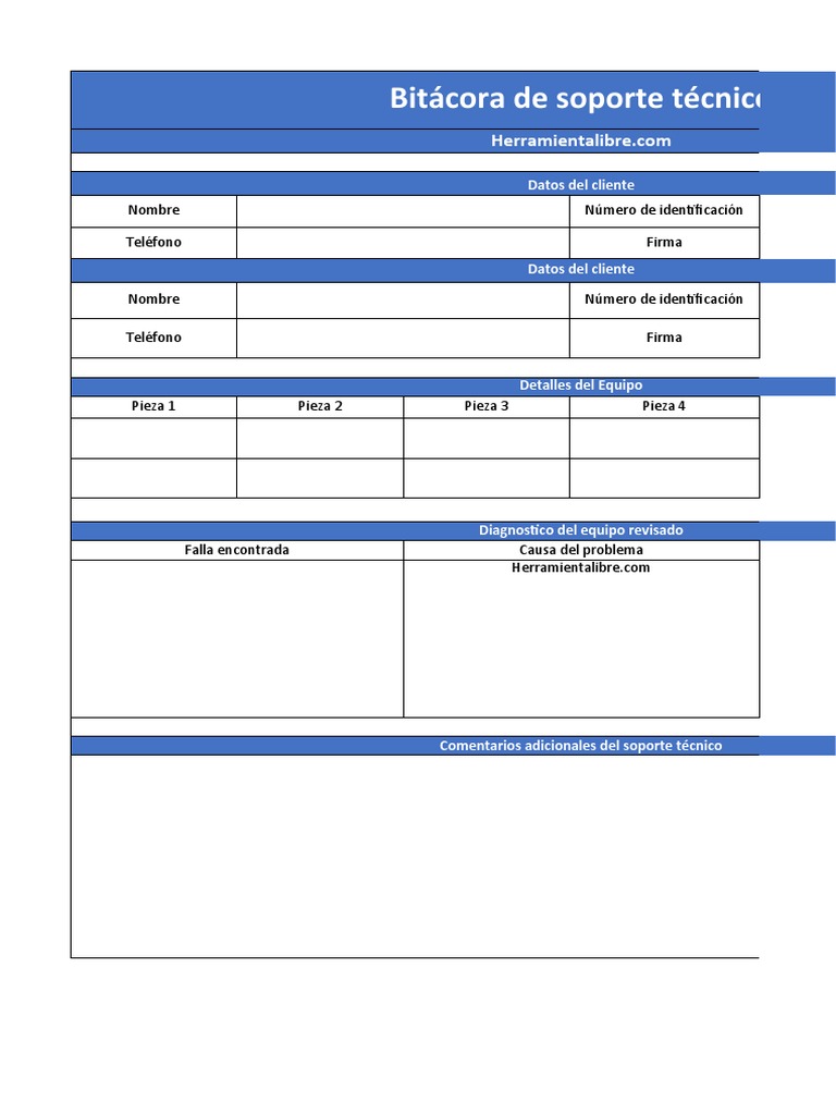 Bitácora de Soporte Técnico en Excel | PDF