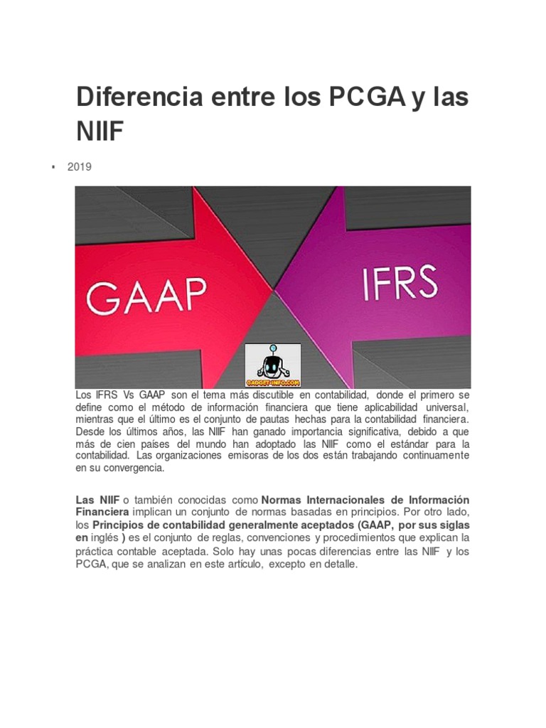 Diferencia Entre Los PCGA y Las NIIF | PDF
