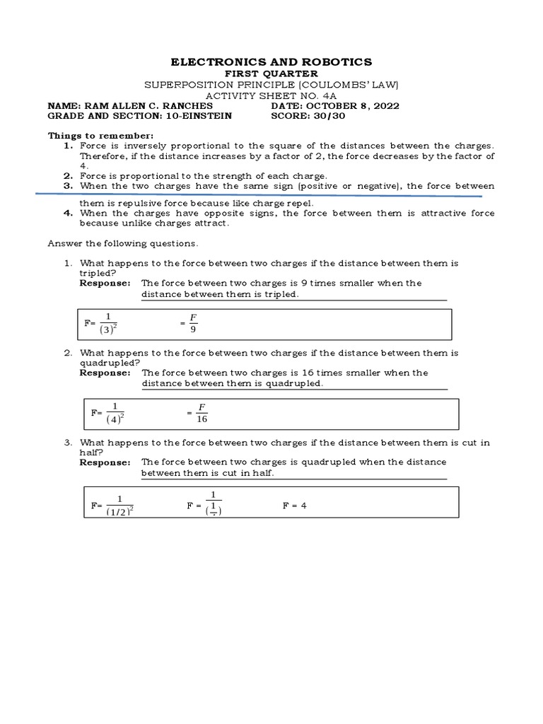 Ram Allen C. Ranches Activity 4a Superposition Principle | PDF | Force ...