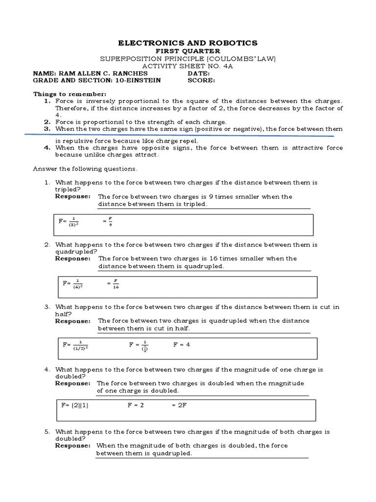 Ram Allen C. Ranches Activity 4a Superposition Principle | PDF | Force ...