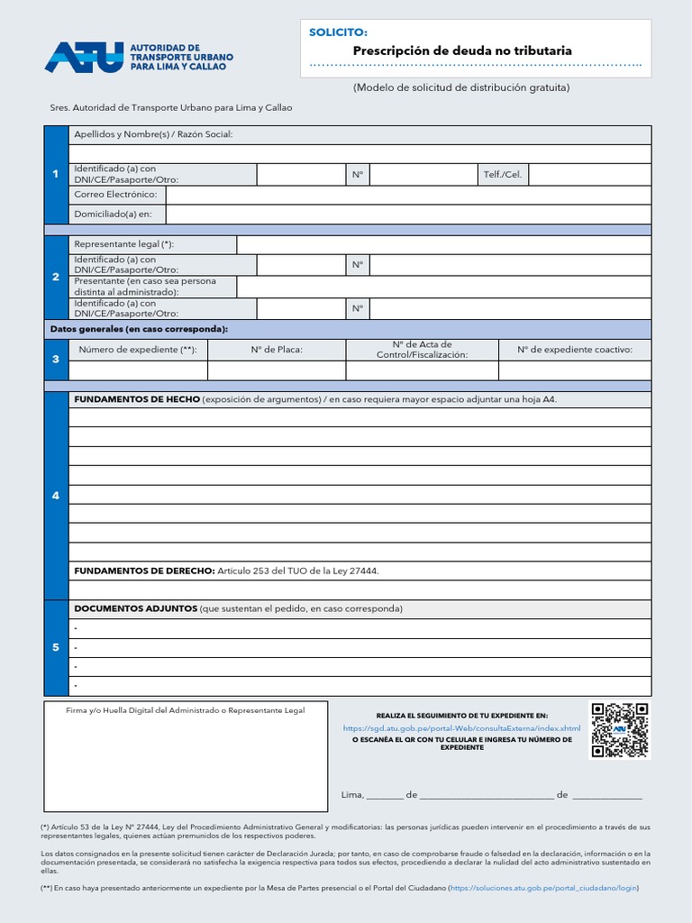 Solicitud Administrativa para ATU | PDF | Derecho