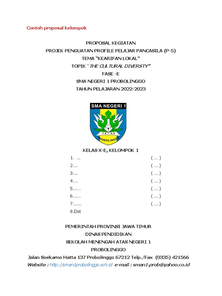Contoh Proposal P5 Kelompok | PDF