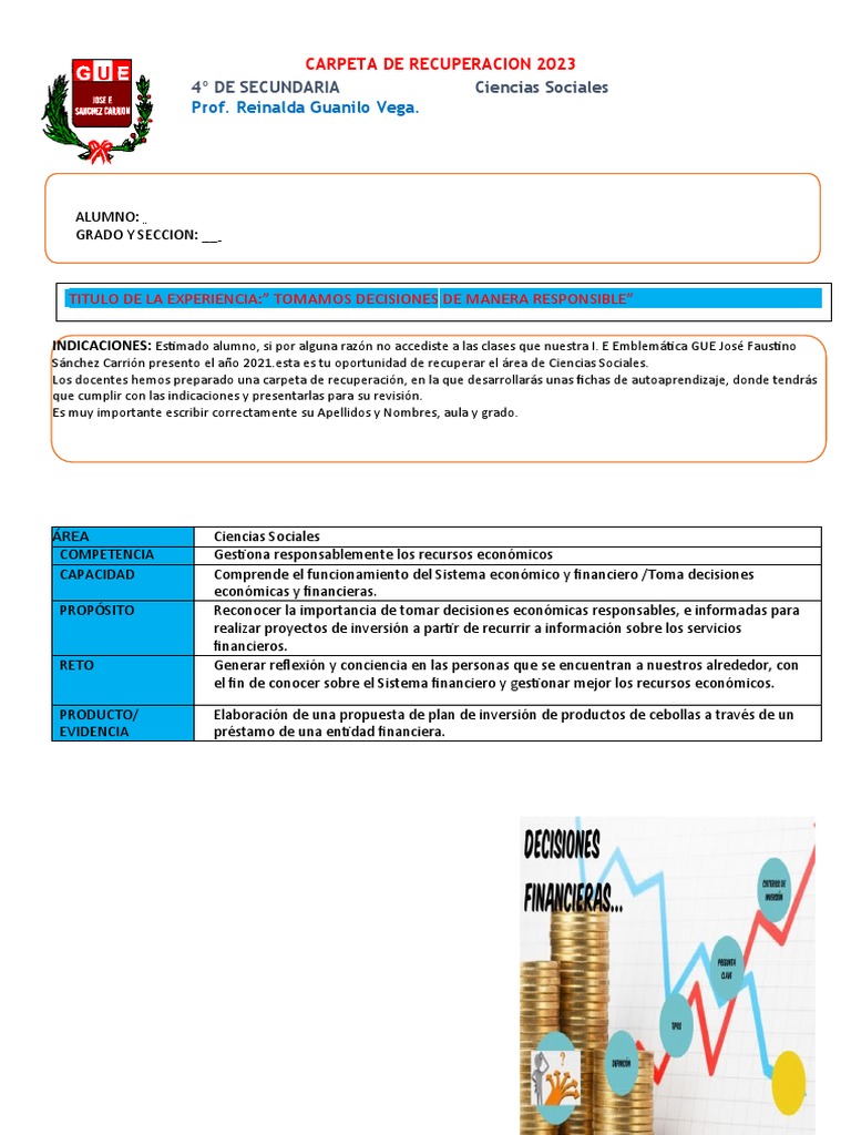Carpeta de Recuperacion 4to Gue 2023 Ccss | PDF | Bancos | Préstamo hipotecario