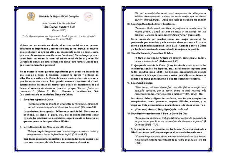 LASSDD - Tema 5 Una Sierva Buena Y Fiel | PDF | Jesús | Cristo (título)