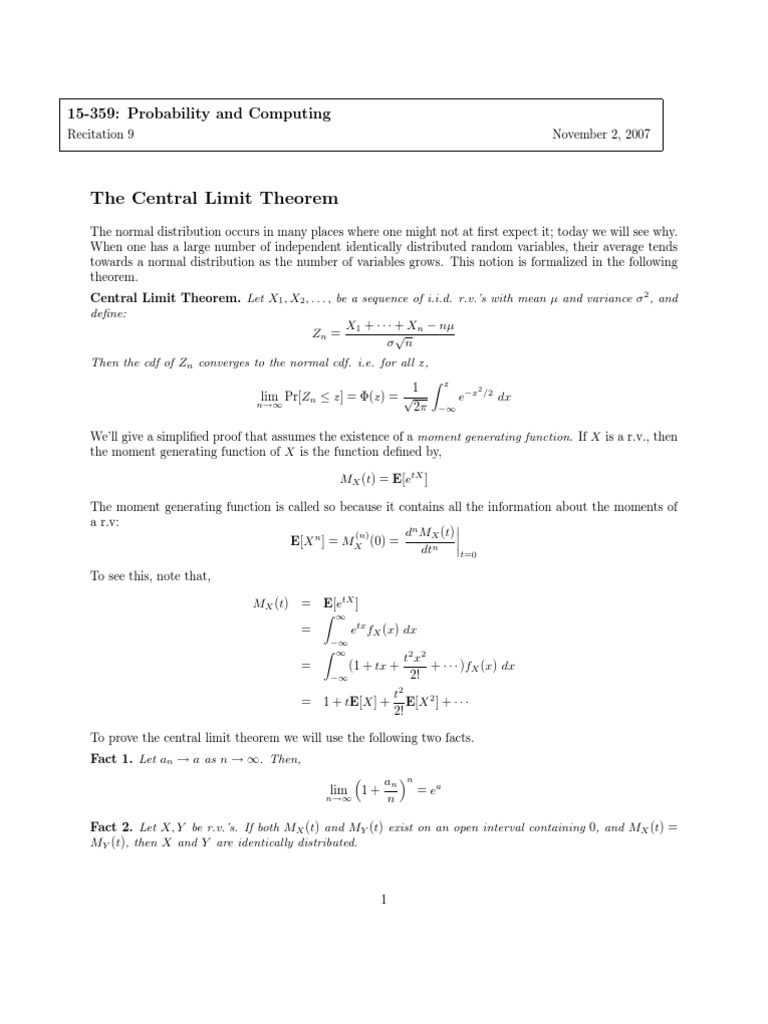 Central Limit Theorem Explained | PDF | Normal Distribution ...