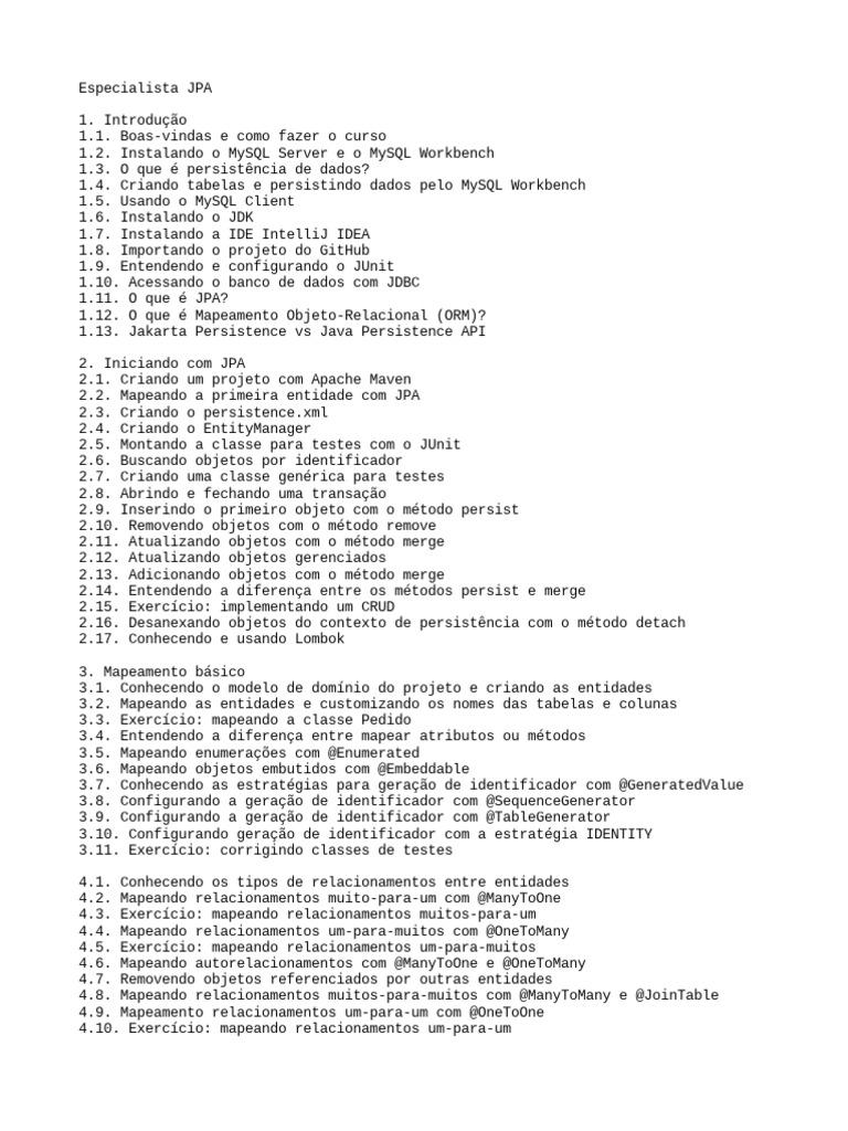 Especialista JPA - Curso | PDF | SQL | Informática