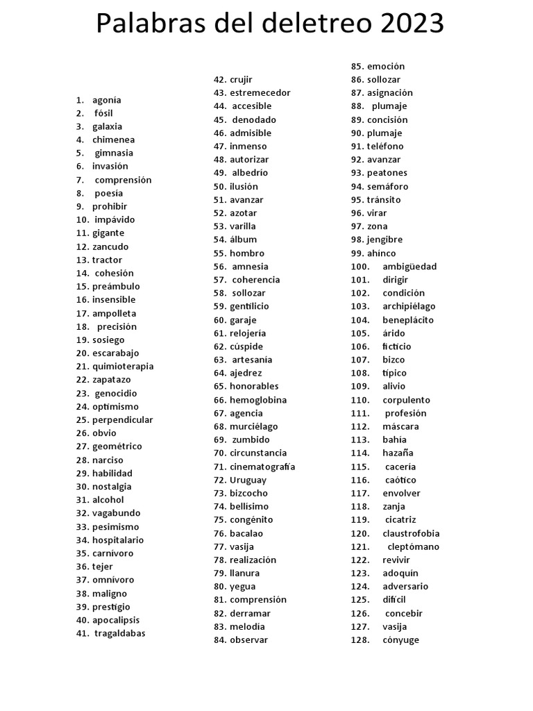 Palabras de Deletreo de 2023 | PDF