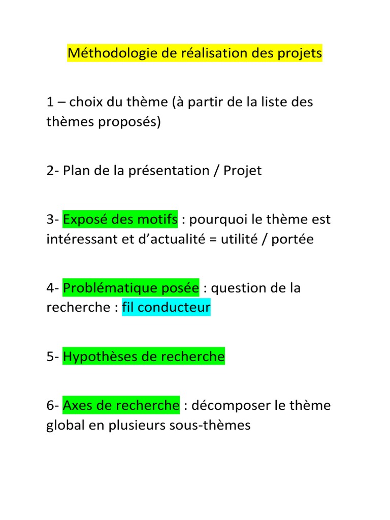 Méthodologie de Réalisation Des Projets Thématiques | PDF