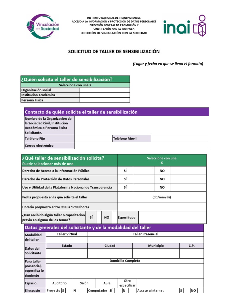 Formato de Solicitud de Taller - 2022 | PDF
