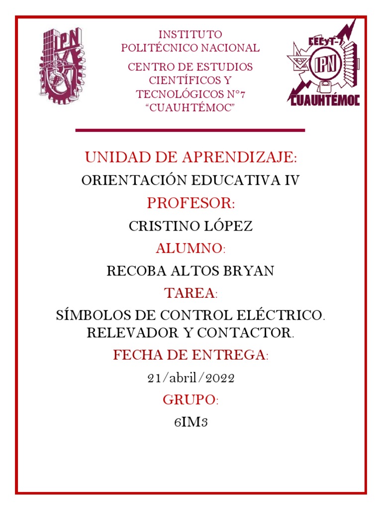 Símbolos de Control Eléctrico, Relevador y Contactor | PDF