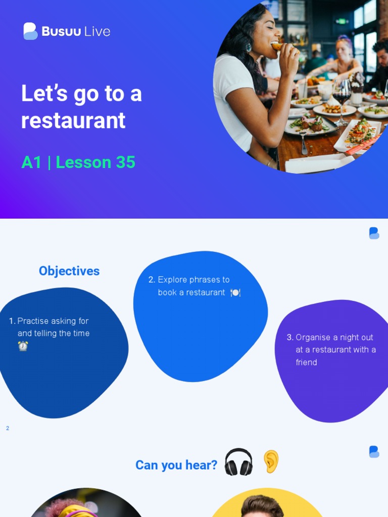 Busuu+Live+Lesson+20+ (Let's+Go+to+a+Restaurant) + +en+a1+ +student | PDF