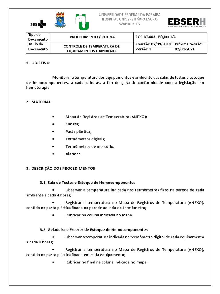 Pop At 003 Controle De Temperatura De Equipamentos E Ambiente Pdf