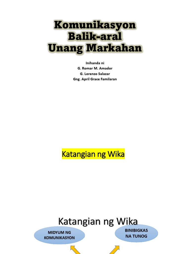 Balik Aral Komfil Unang Markahan | PDF