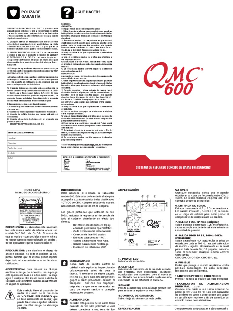 Manual QMC 600 | PDF