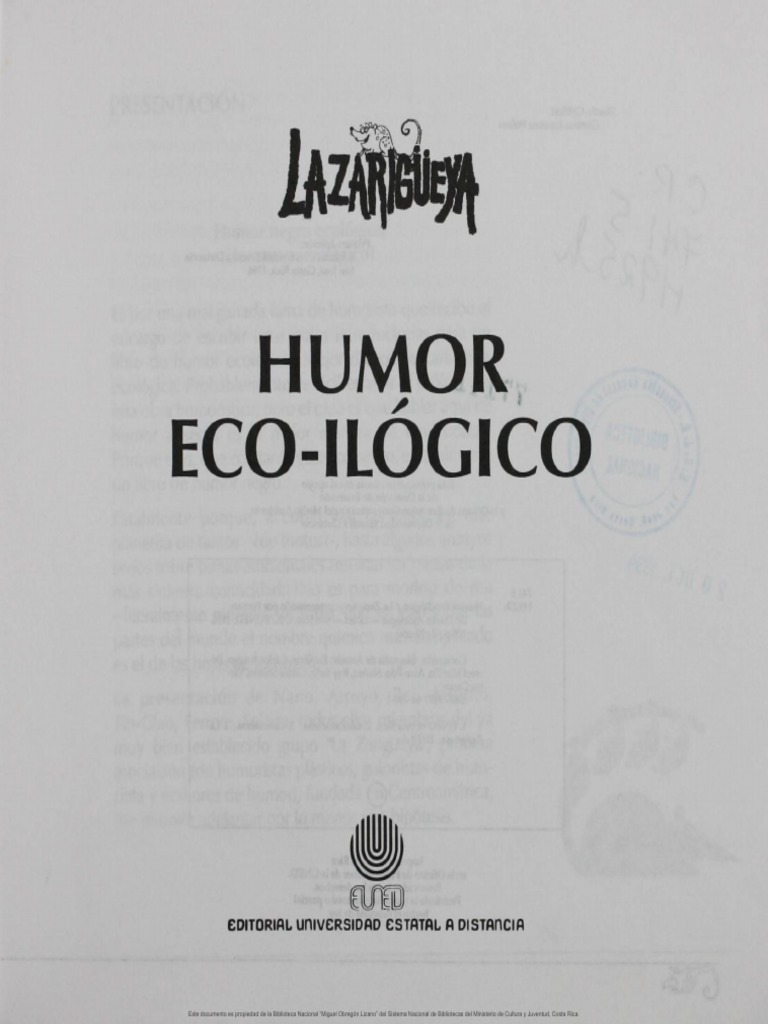 Humor Eco-Ilogico. La Zarigüeya (EUNED Costa Rica 1994) | PDF