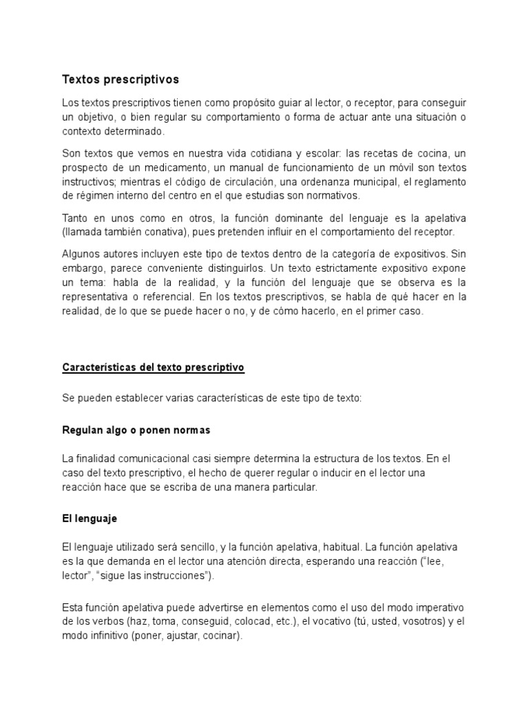 Textos Prescriptivos | PDF | Comportamiento | Verbo