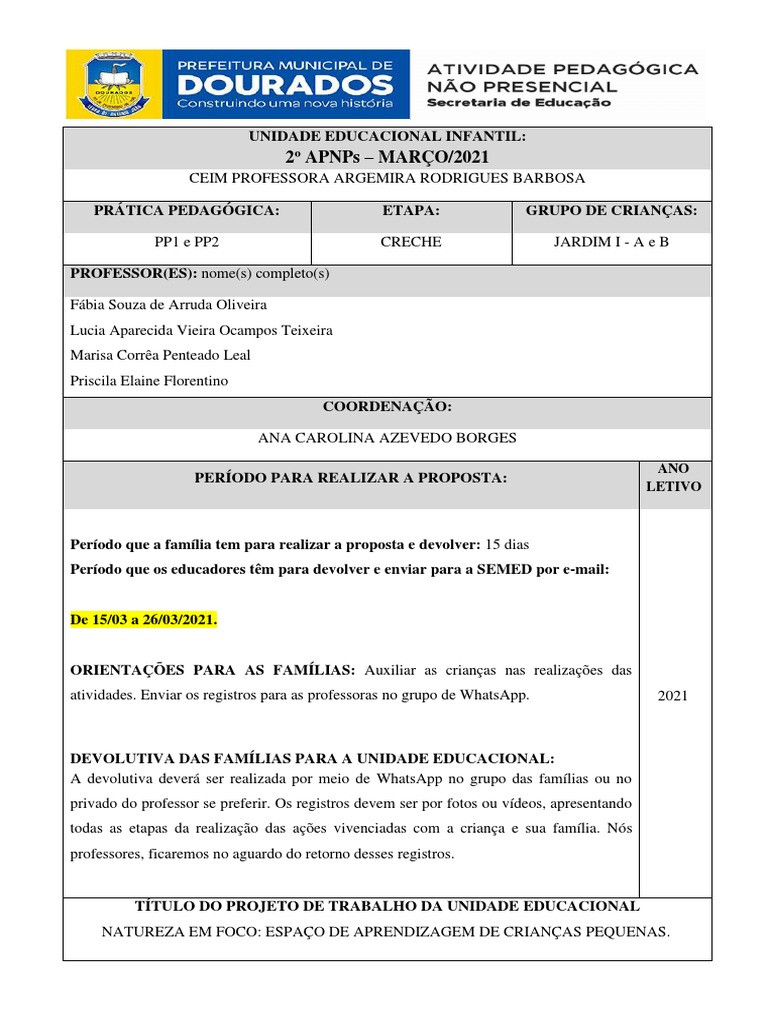 2 APNP-JARDIM 1 A e B - 15-03 A 26-03-2021 | PDF | Aprendizado | Imagem