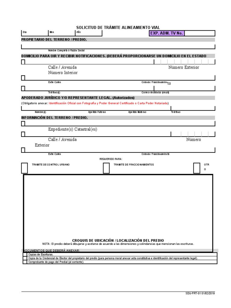 SDU PRT 01 Formato de Alineamiento Vial 01.02.19 | PDF | Gobierno ...