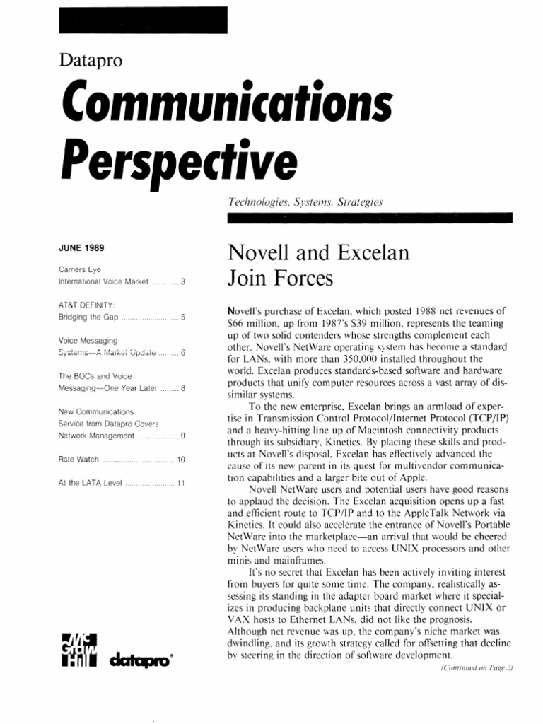 Datapro Communications Perspectives 198906 | PDF