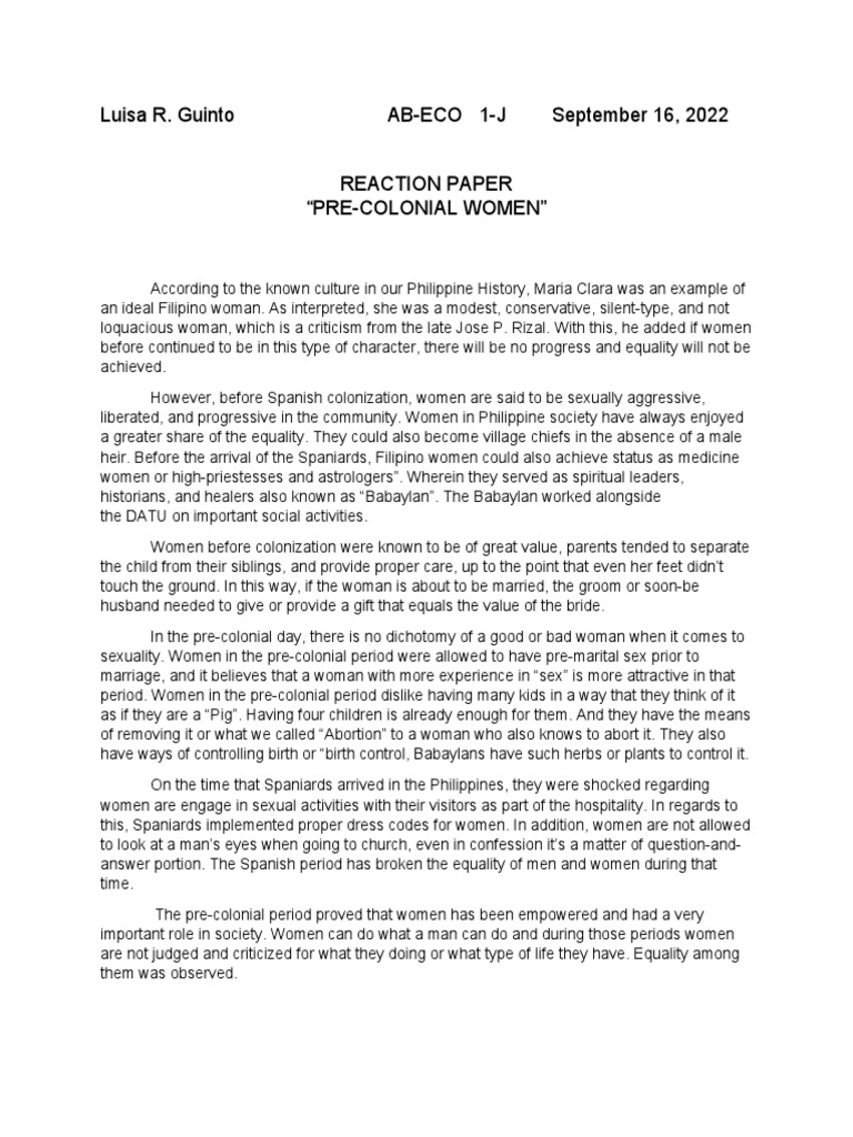 Reaction Paper | PDF | Philippines