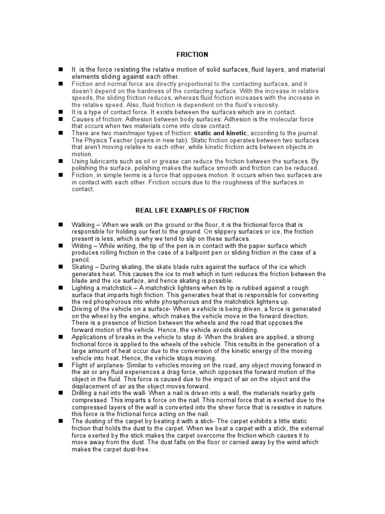 Friction Download Free Pdf Friction Force