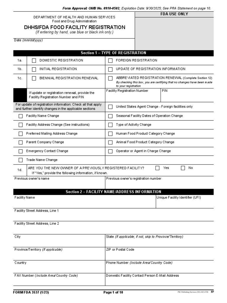 FDA-3537 Stat Sec Ext 01-04-23 | PDF | Foods | Food And Drug Administration
